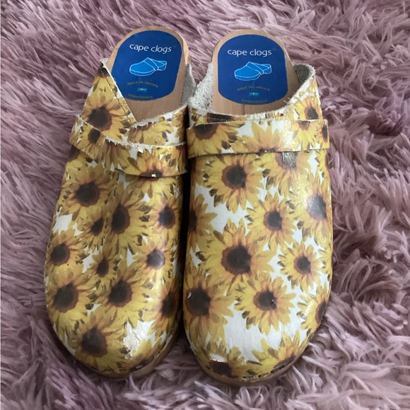 Shoes | Cape Clogs Sunflower Print Clogs | Poshmark